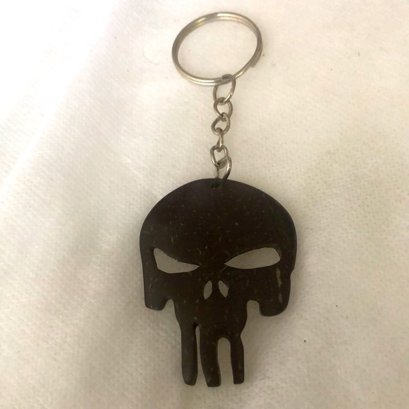 Marvel | Accessories | Punisher Black Skull Logo Wooden Keychain | Poshmark